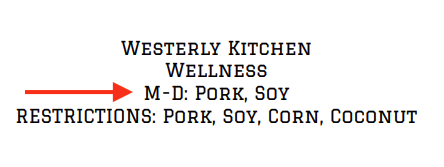 What does the restriction sticker on my meal mean?